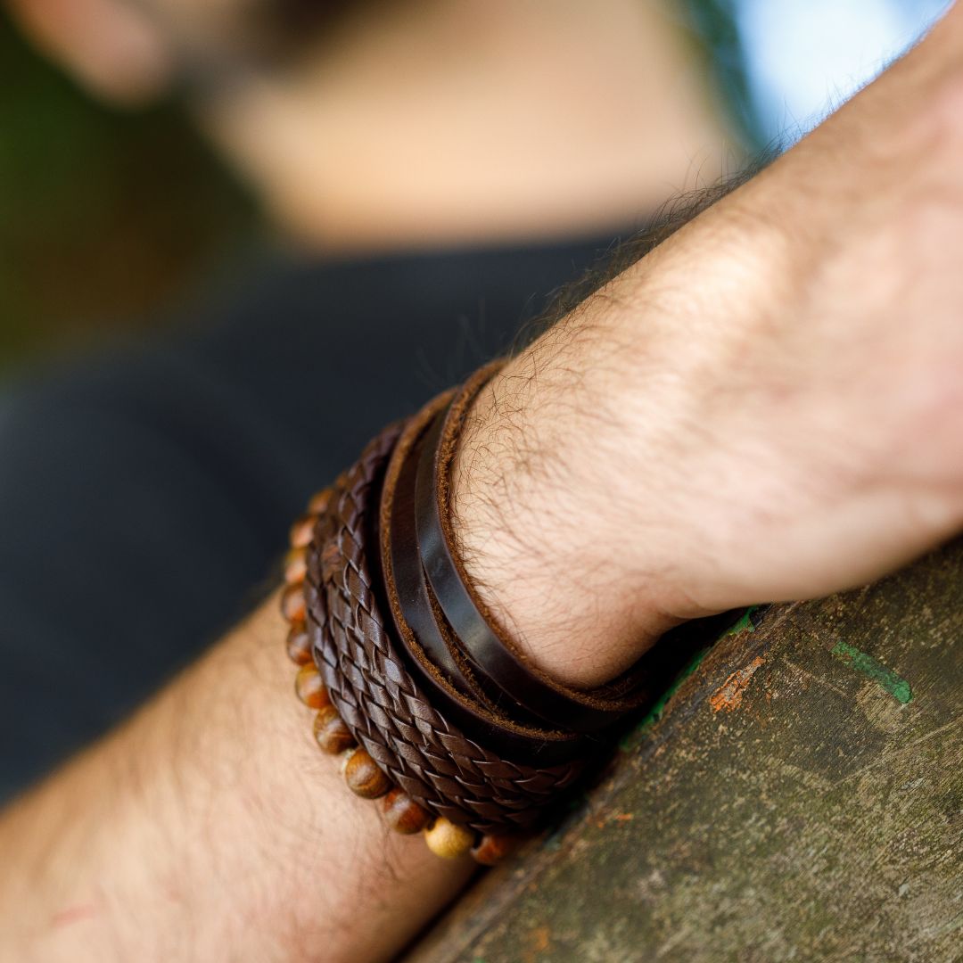 Men's Leather Bracelets - Amber House