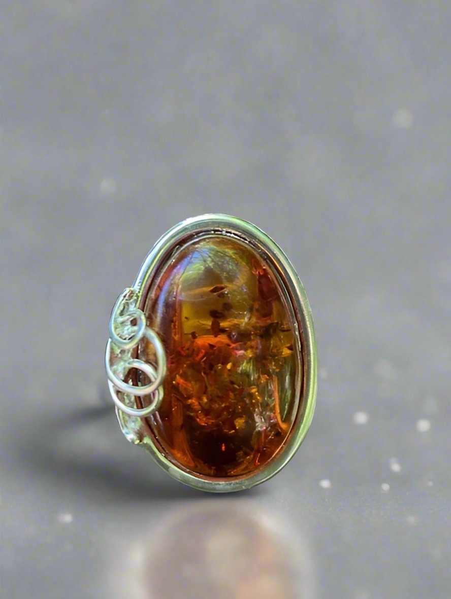 Cognac Amber Ring, Flow - Amber House